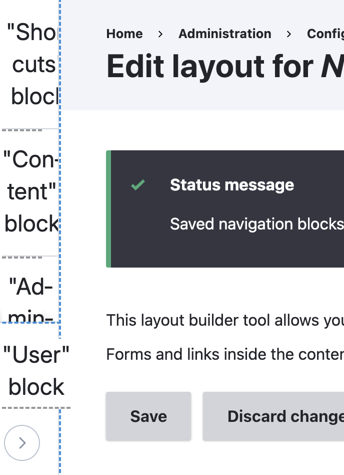 Navigation: Theme aside layout builder section on navigation block page [#3446433] | Drupal.org